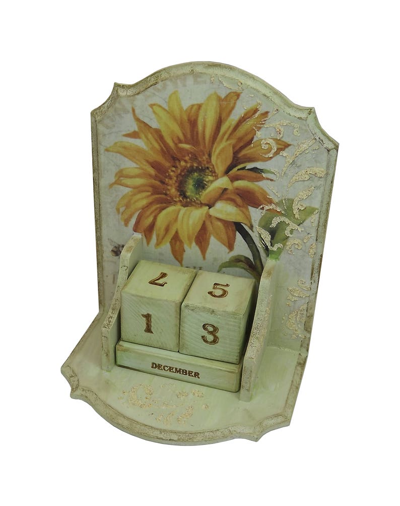 Sunflower Wooden Perpetual Calendar Eternal Desktop Calendar | Etsy