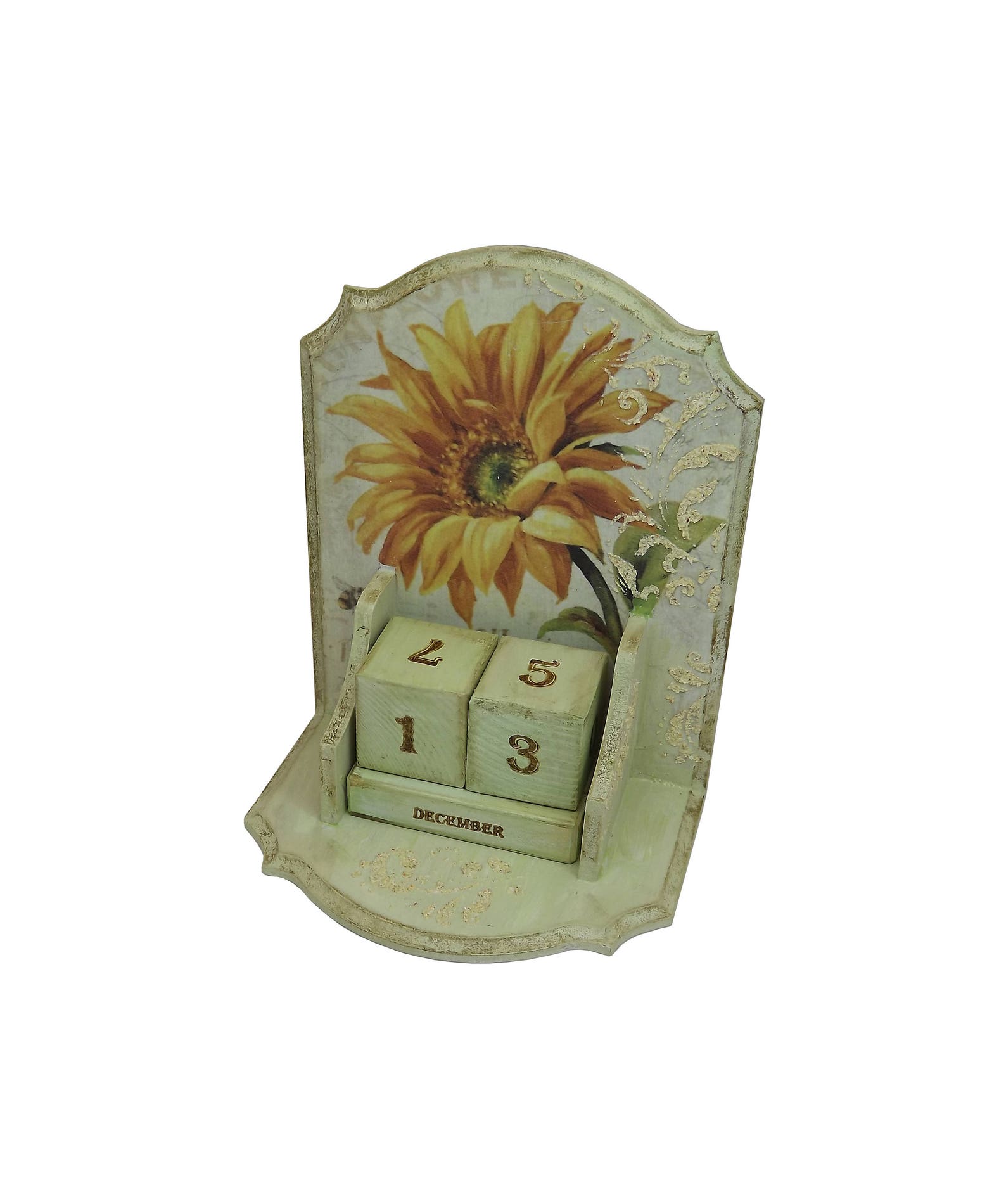 Sunflower Wooden Perpetual Calendar Eternal Desktop Calendar | Etsy