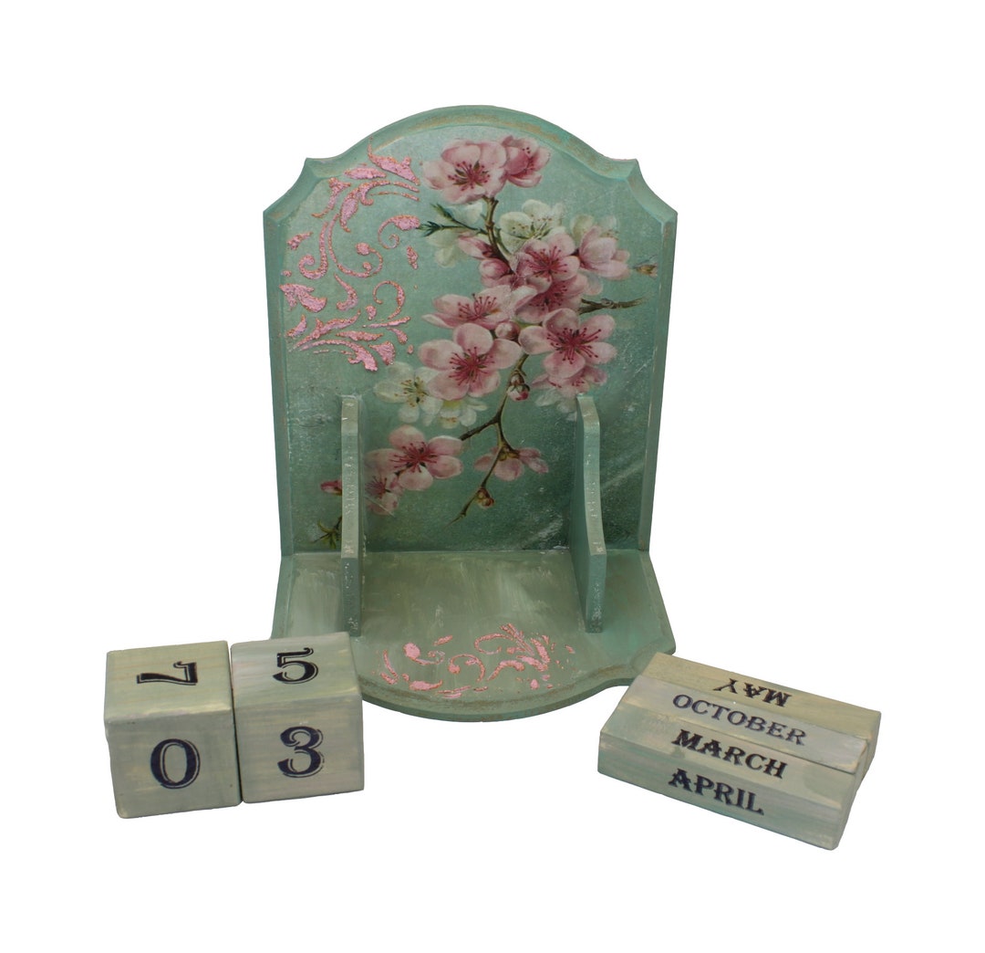 Wooden Perpetual Calendar Eternal Desktop Calendar Home Block Calendar ...