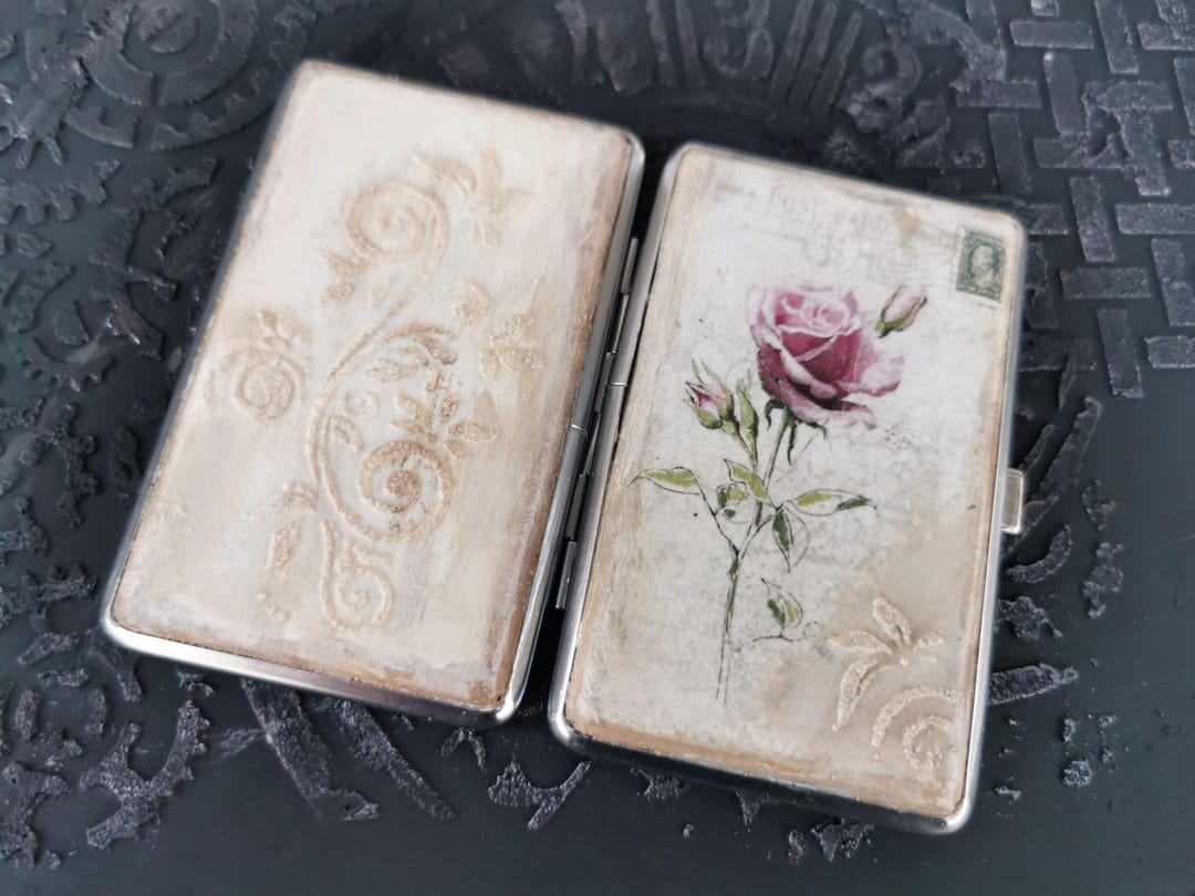 Rose Cigarette Case, Vintage Cigarette Box, Metal Cigarette Holder ...