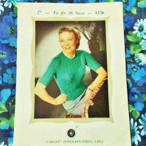Vintage Lee Knitting Pattern for Target Wool - 1940s - Pattern No. 1156 ...