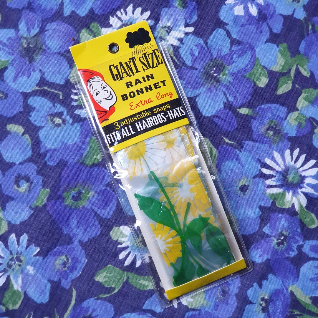 Ladies Plastic Rain Bonnet Giant Size 1950s/60s Clear Plastic With ...
