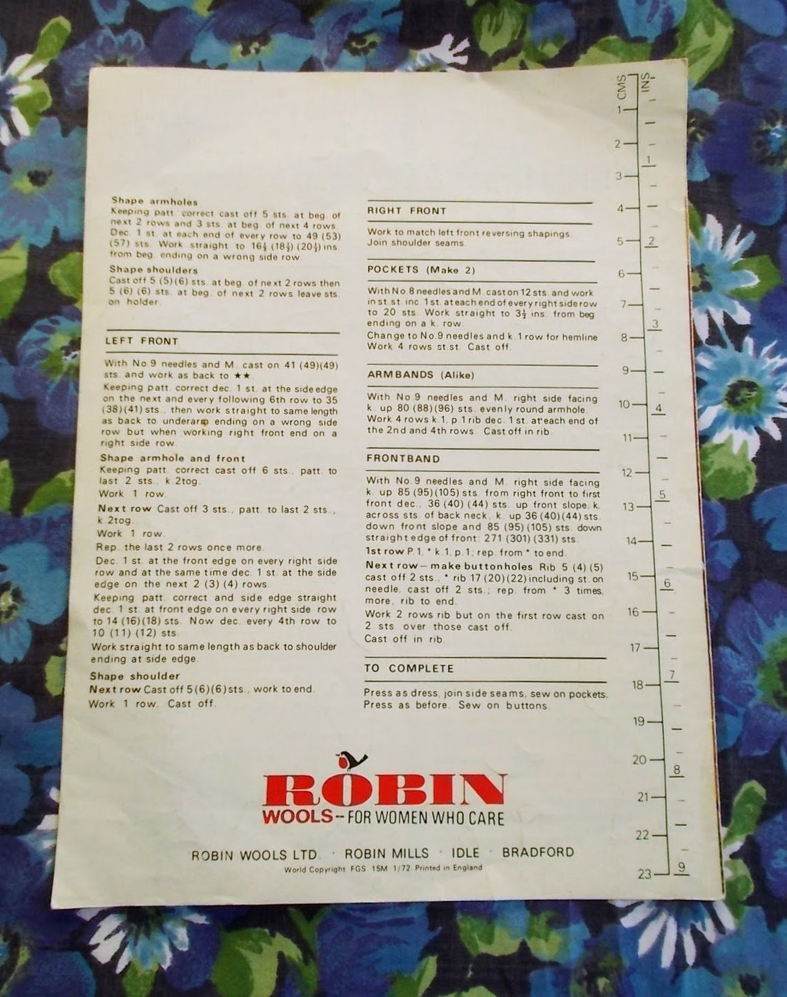 Original Vintage Robin Knitting Pattern 1970s Mpn 2176 - Etsy UK