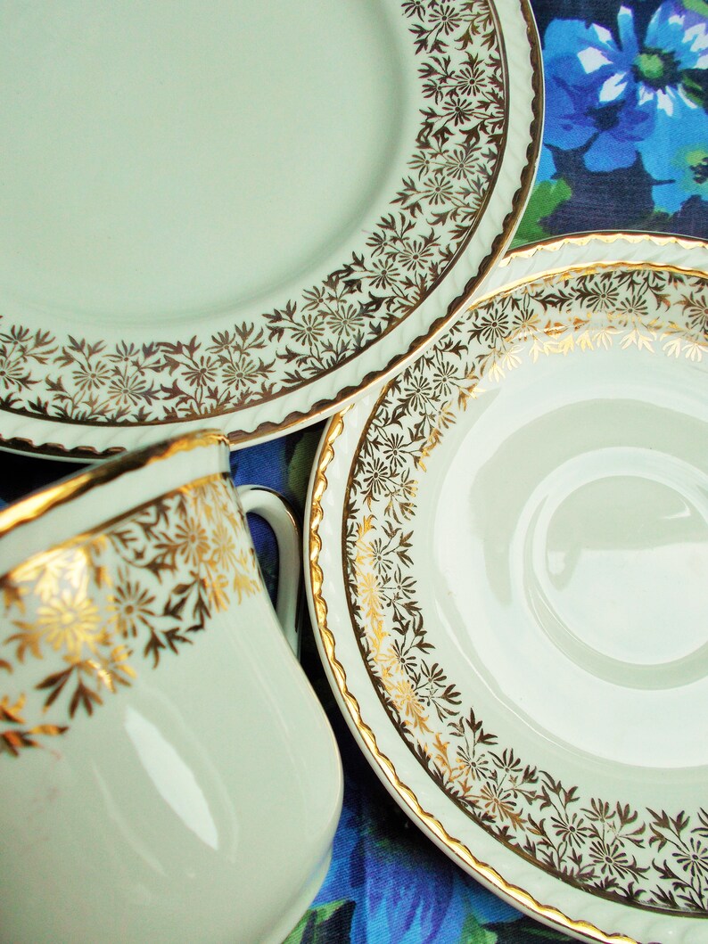 Vintage China Trio 1954 White and Gold Colourway - Etsy UK