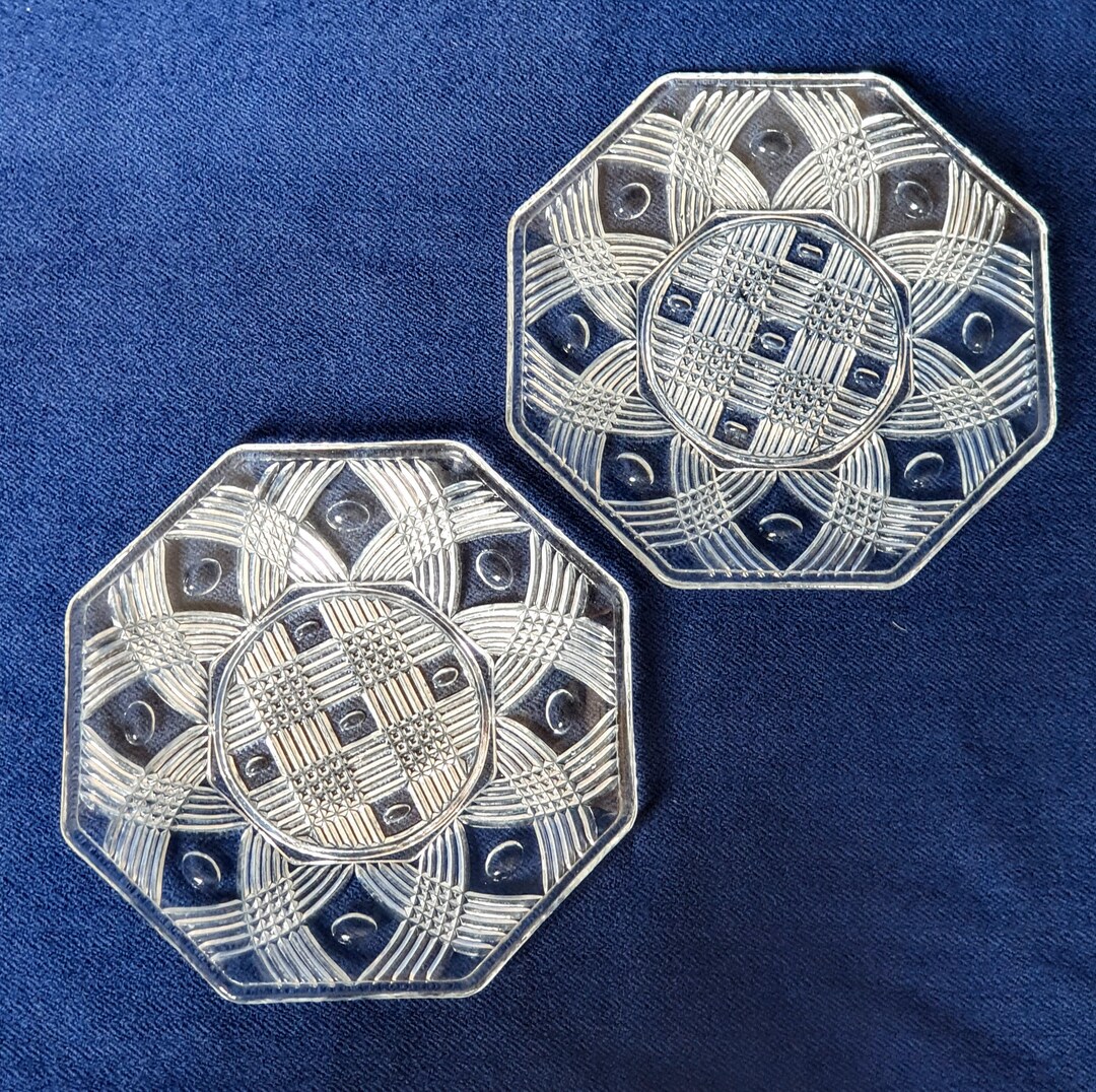 Vintage Pair of Chance Octagonal Glass Tea Plates 1949 Onwards Pattern ...