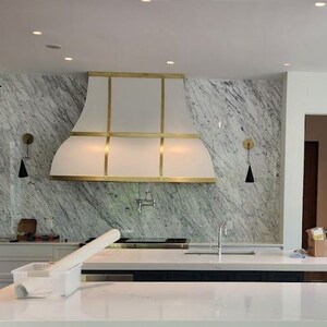 White Painted Bell Curved Style Range Hood in White | Custom Copper ...