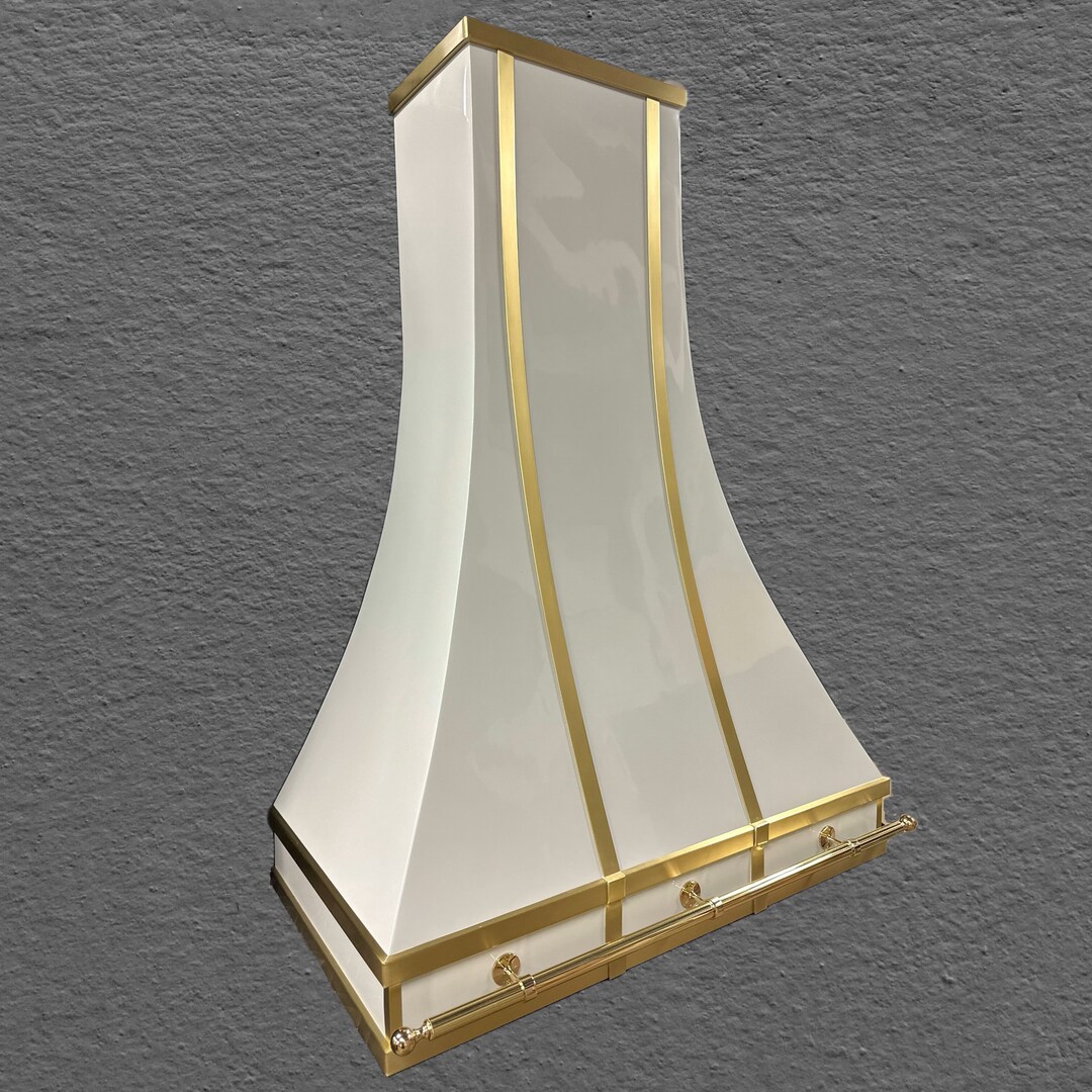Customizable White Metal Range Hood. White Vent Hood. Tall Triangle ...