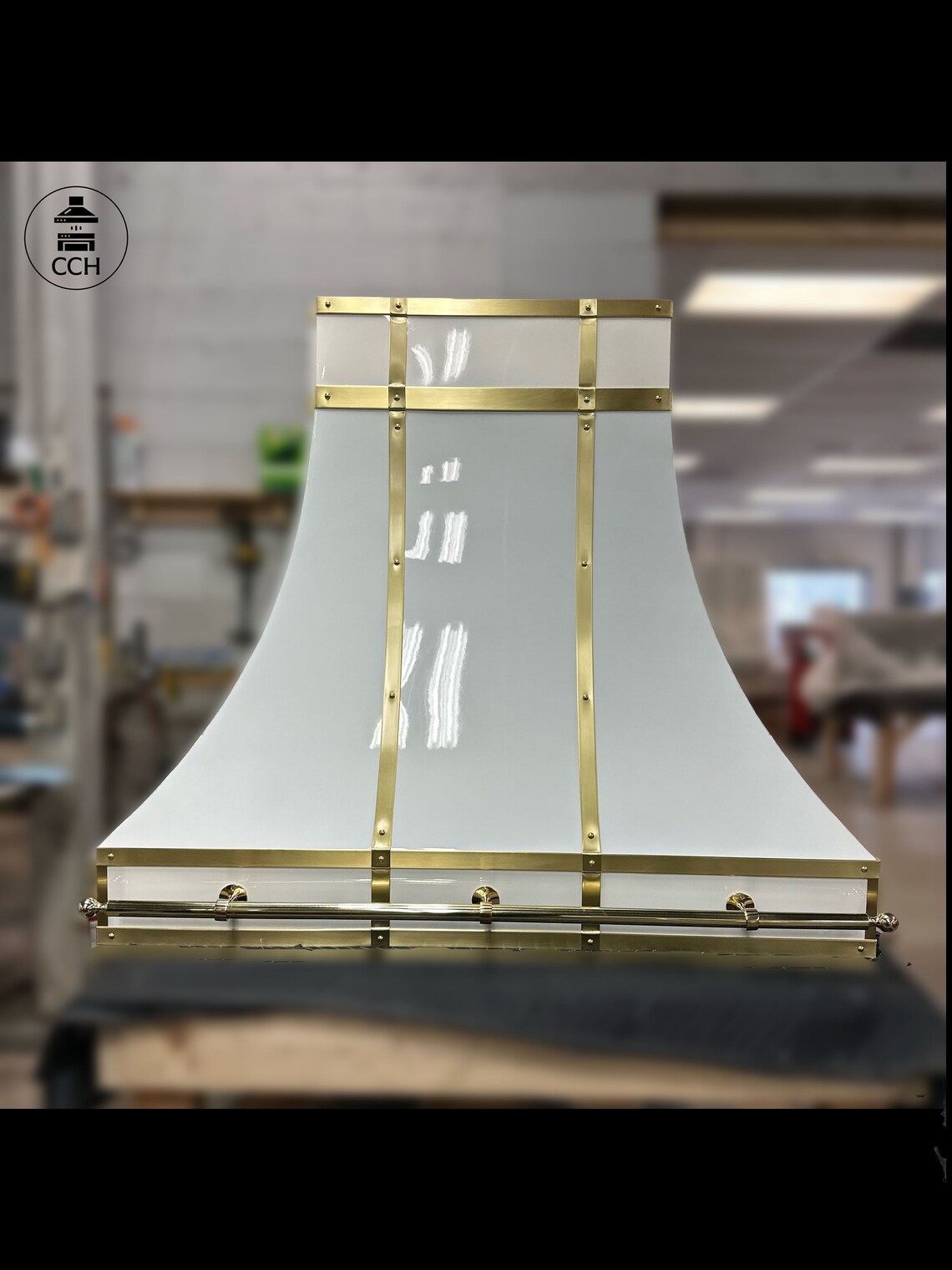 Custom Painted White Kitchen Hood With Brass Details! Vent Included - Etsy