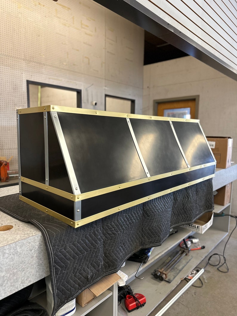 Black Range Hood With Stainless Steel & Brass Details, for La Cornue ...