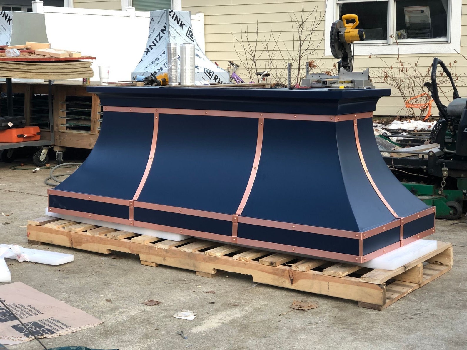 Blue Range Hood With Copper Straps, Kitchen Vent Hoods - Etsy