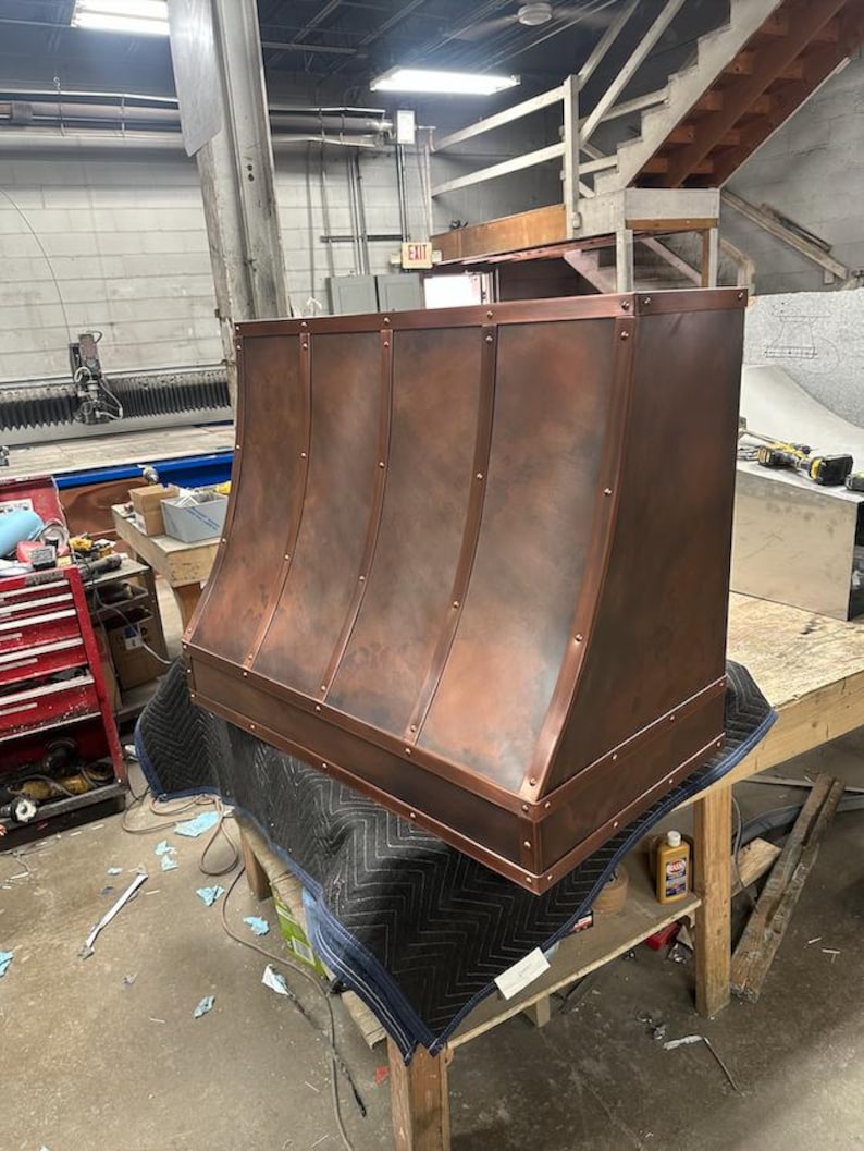 Custom Patina Copper Range Hood – Handcrafted Metal Kitchen Vent Hood ...