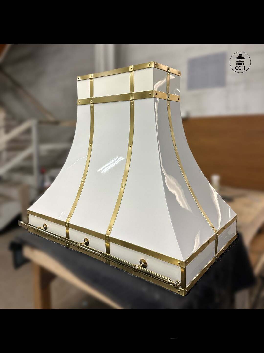 Custom Painted White Kitchen Hood With Brass Details! Vent Included - Etsy