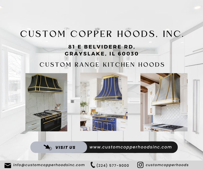 Custom Zinc With Aged Brass Straps Kitchen Range Hood - Custom Copper ...