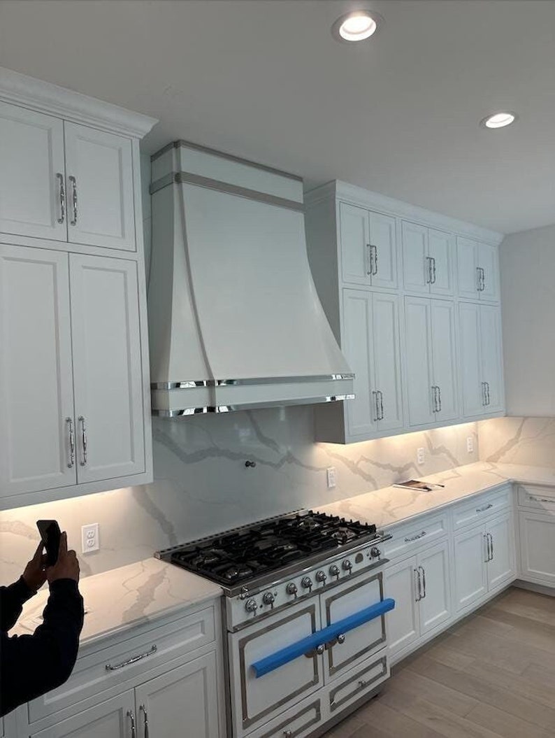 Custom Metal Range Hood With Stainless Steel Accents - White Finish - Etsy