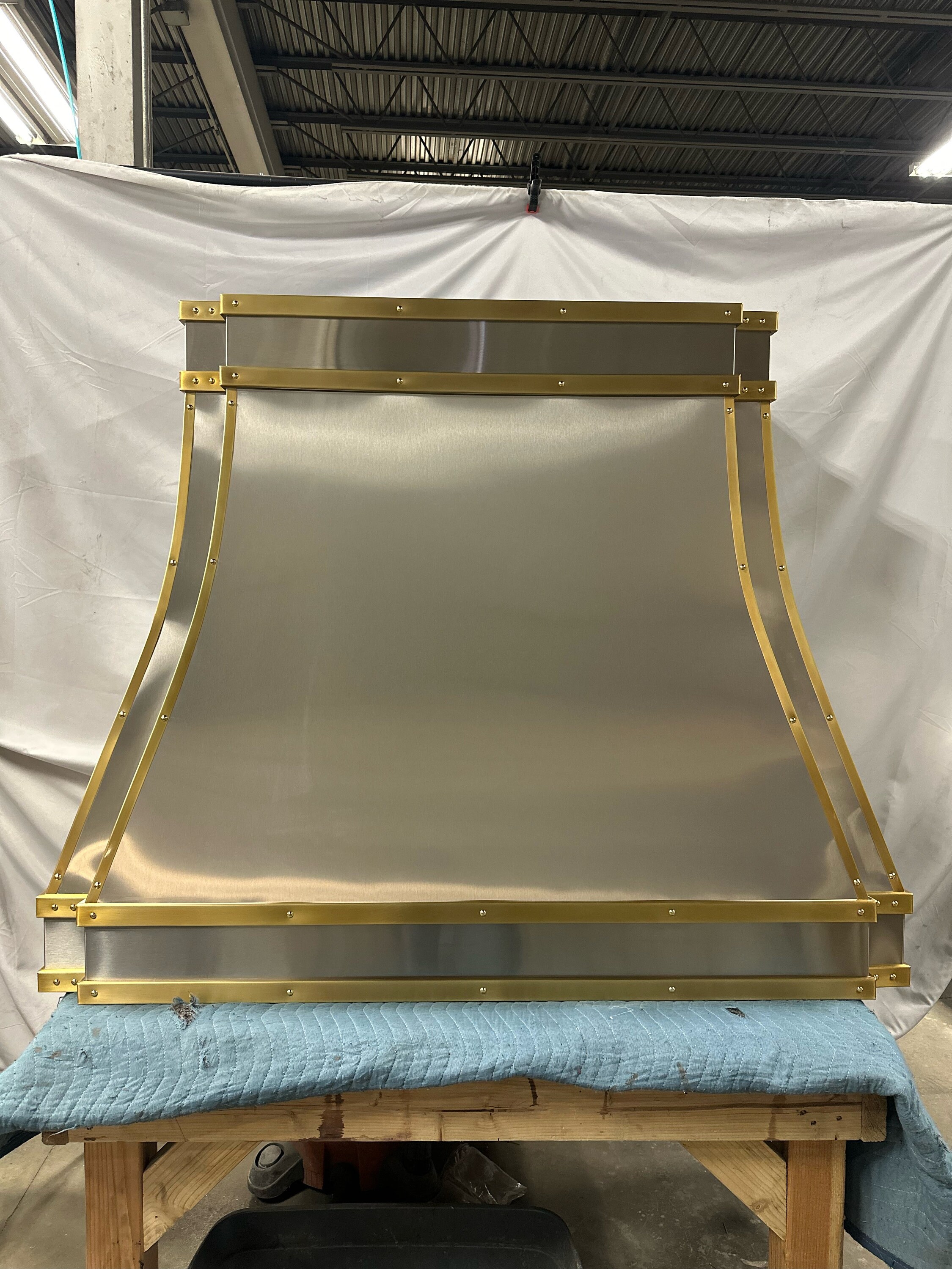 Kitchen Range Hood in Aged Brass and Stainless Steel - Custom Copper ...