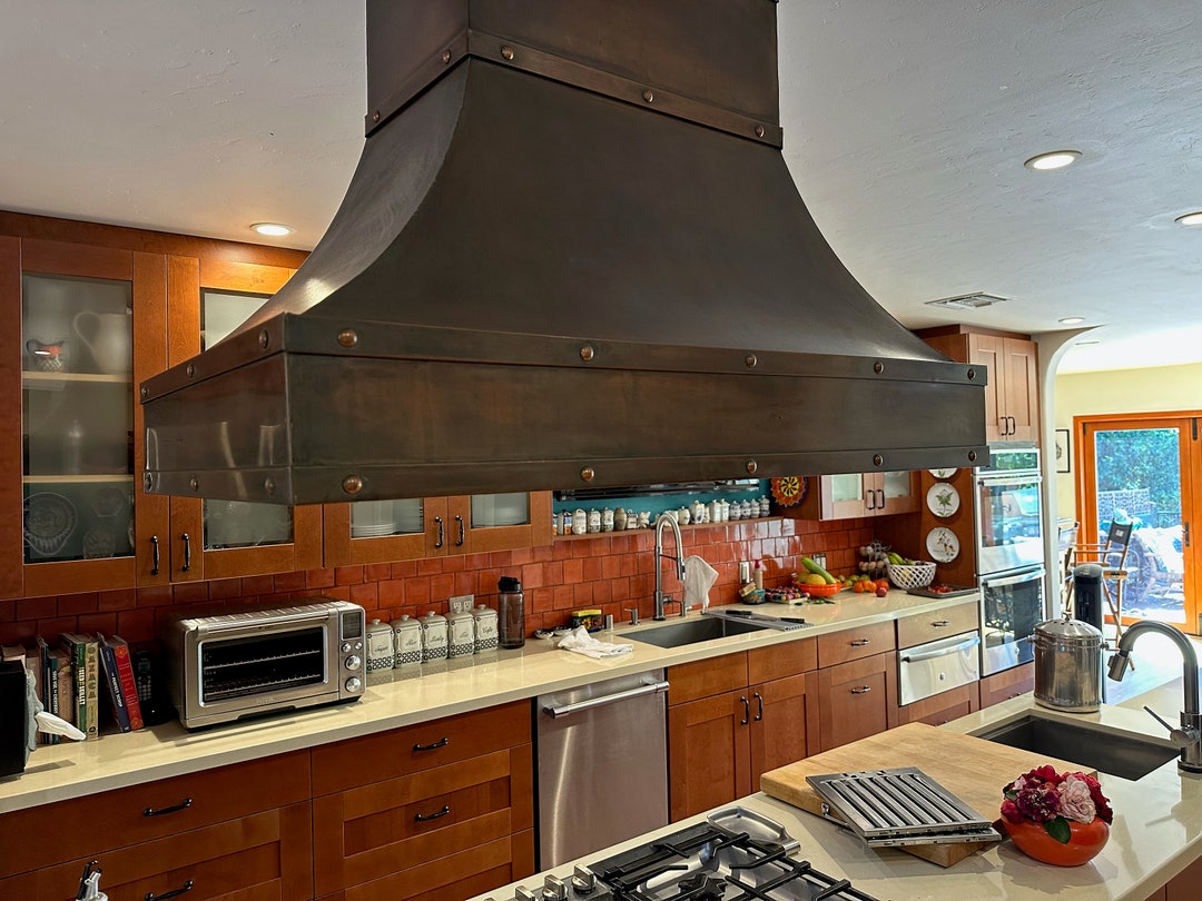 Copper Island Kitchen Hood in Dark Brown Patina From Custom Copper ...