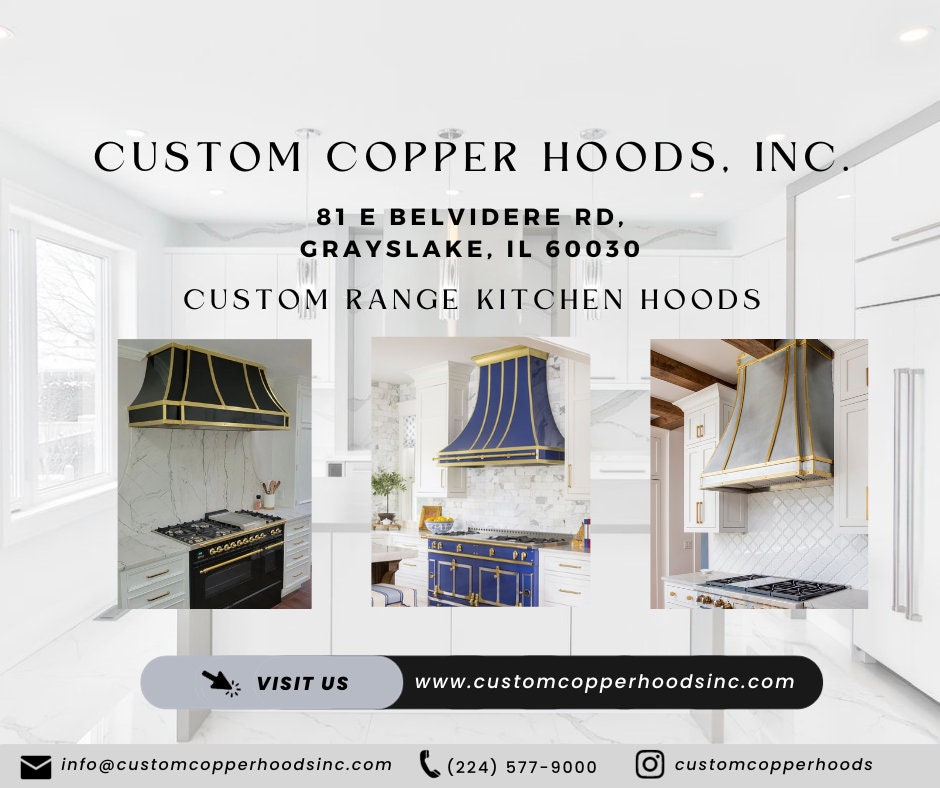 Blue Range Hood With Copper Straps, Kitchen Vent Hoods - Etsy