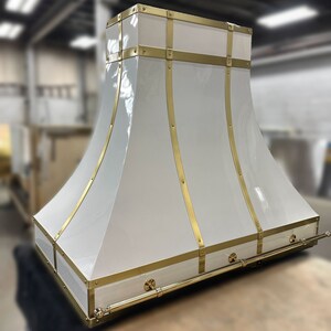 Custom Painted White Kitchen Hood With Brass Details! Vent Included - Etsy
