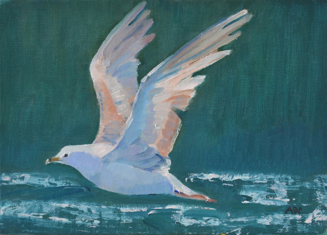 Seagull Oil Painting, Bird Art, Small Art, Impressionism, Animal Art - Etsy