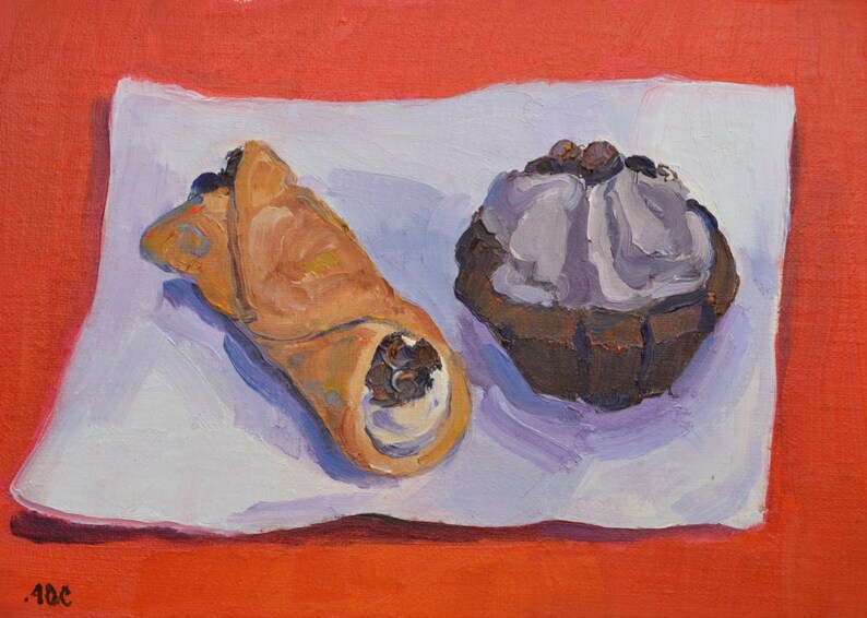 Pastries, Still Life, Oil Painting, Dessert, Realism, Kitchen Art, Food ...
