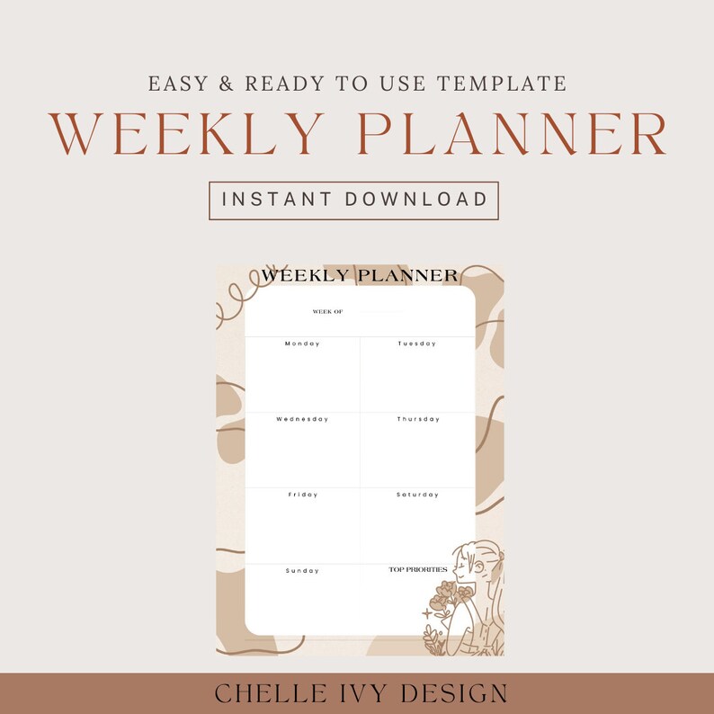 Weekly Planner Printable Portrait Minimalist Weekly Schedule, Week at a ...