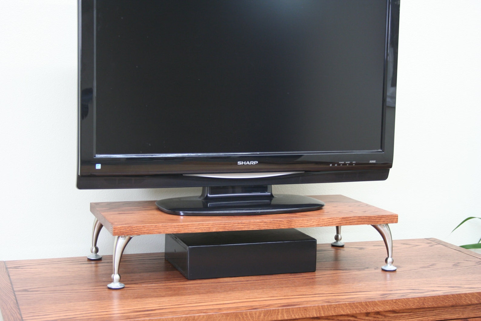 TV Riser/monitor Riser Stand Curved Legs in Mission Oak Wood by ...