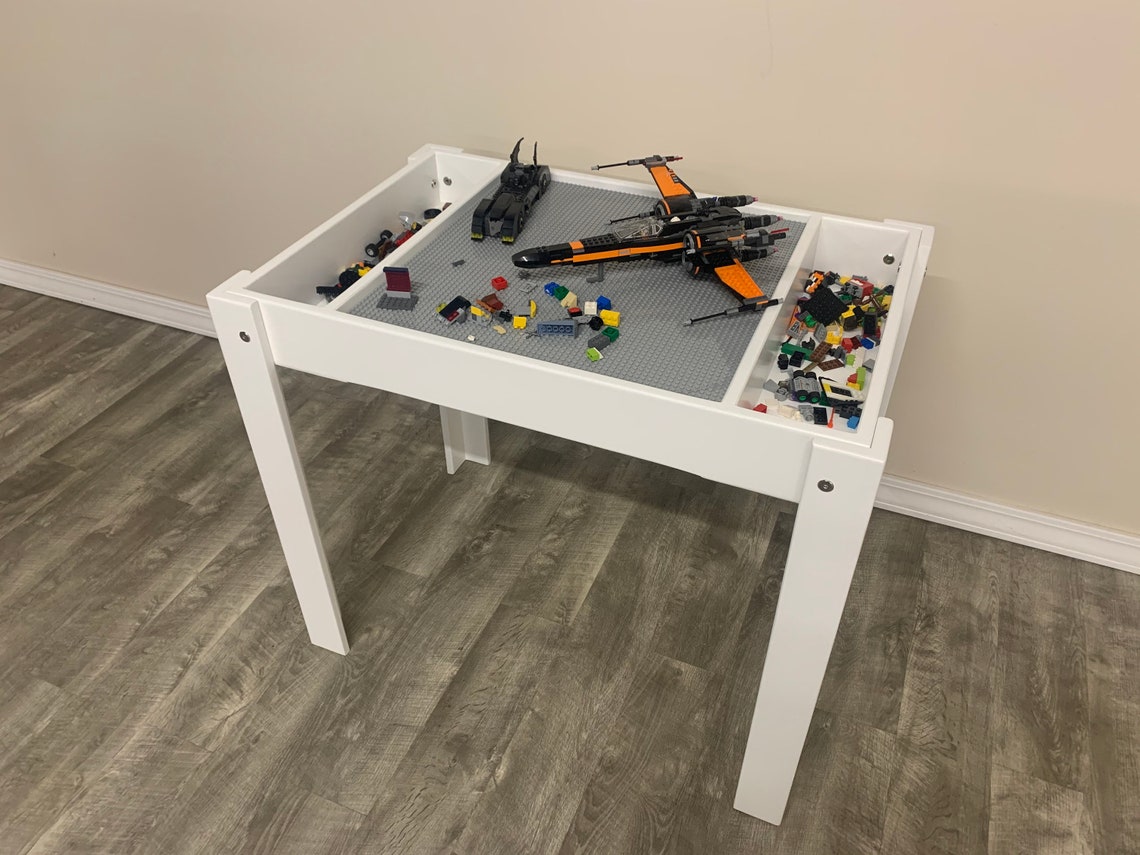 Kids Building Bricks Activity Table, USA Made Craft Table, Side Storage ...