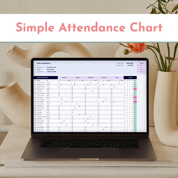 Attendance Chart Google Sheet - Etsy
