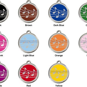 Music Notes Enamel and Stainless Steel Personalized Custom Pet Tag With ...