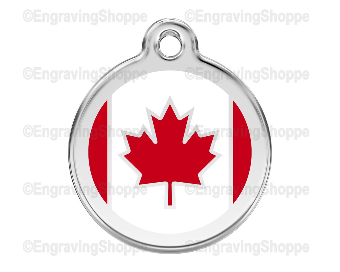 Canadian Flag Enamel and Stainless Steel Personalized Custom Pet Tag ...