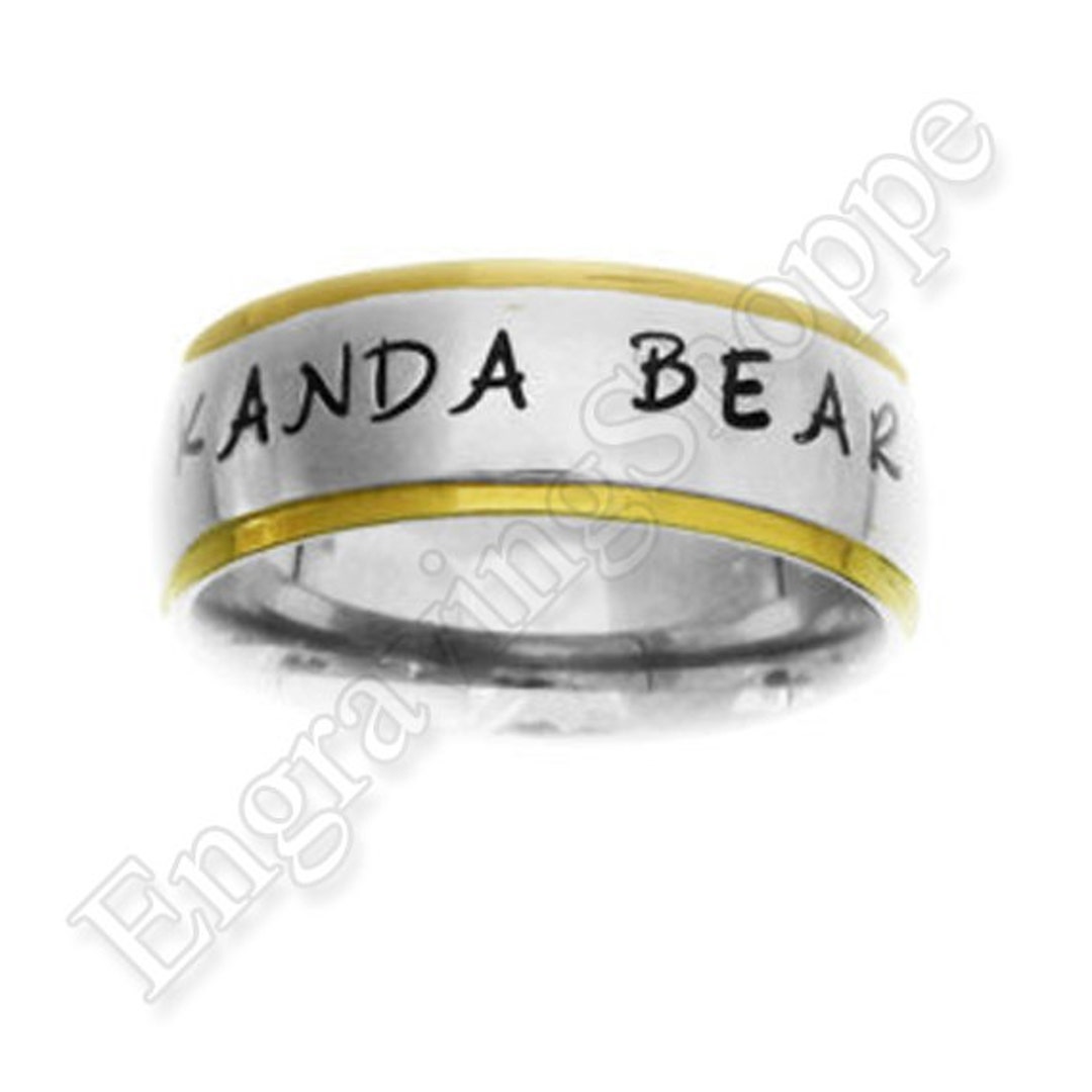 HAND STAMPED RING, Custom Name Ring, 8mm Gold Edge, Hand Stamped Rings ...