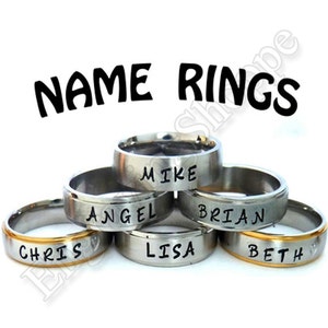CUSTOM NAME RING Personalized Band Hand Stamped Ring Wedding Band ...
