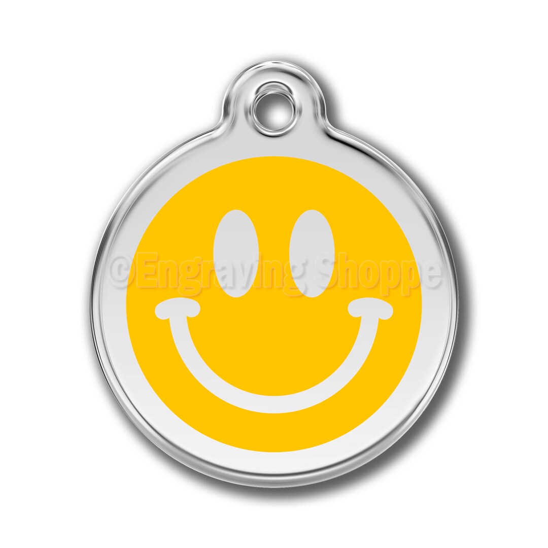 Smile Face Emoji Enamel Stainless Steel Personalized Custom Pet Tag ...