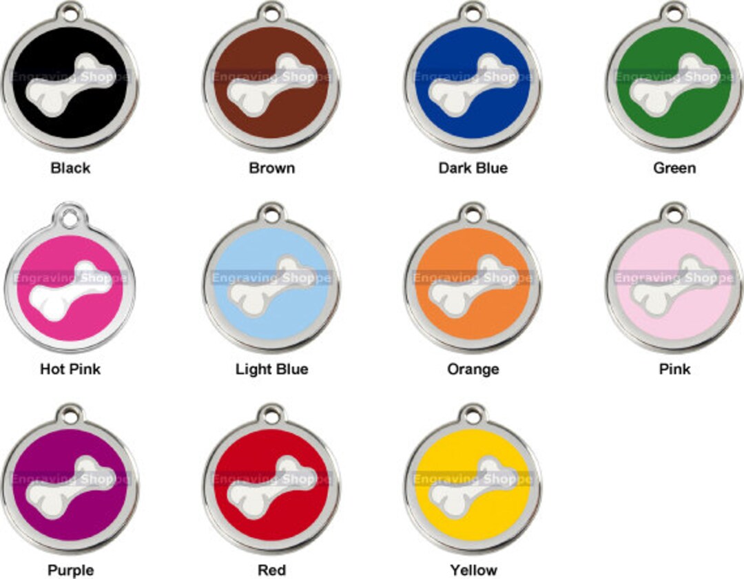 Bone 2 Enamel and Stainless Steel Personalized Custom Pet Tag - Etsy