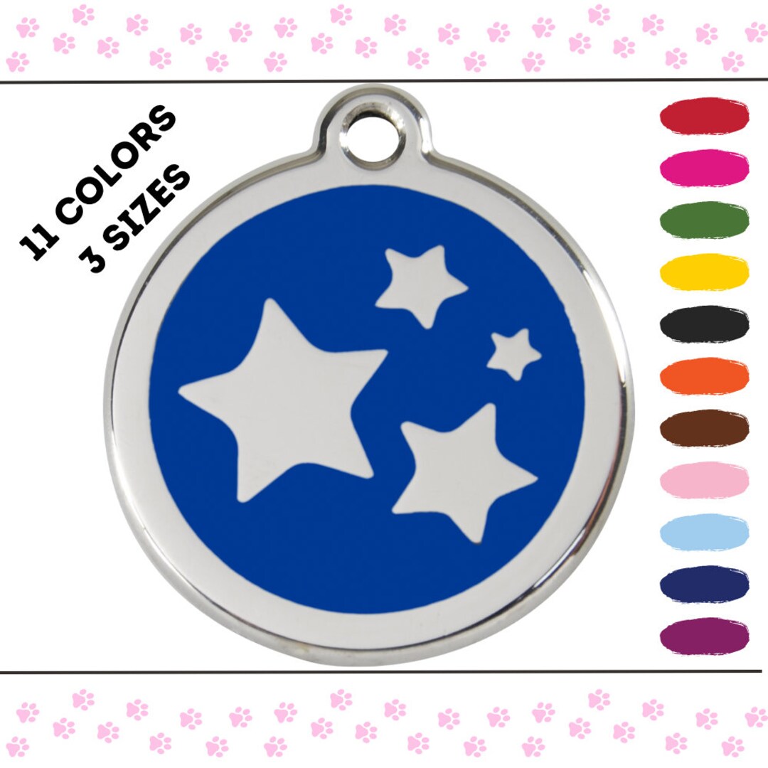 Star Enamel and Stainless Steel Personalized Custom Pet Tag With ...