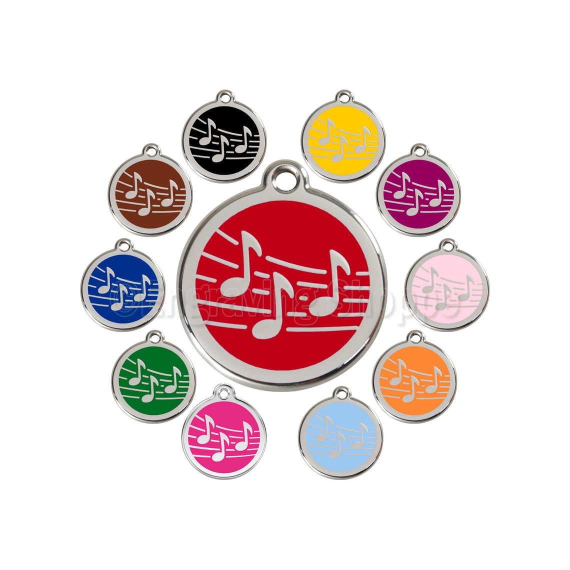 Music Notes Enamel and Stainless Steel Personalized Custom Pet - Etsy