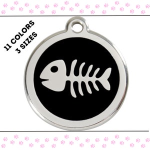 Fish Bone Enamel and Stainless Steel Personalized Custom Pet Tag With ...