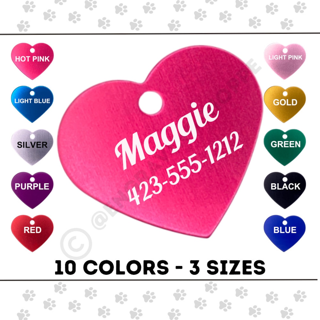 Heart Pet Tag for Your Cat or Dog, Cat Collar Tag, Cat ID Tag, Dog Name ...