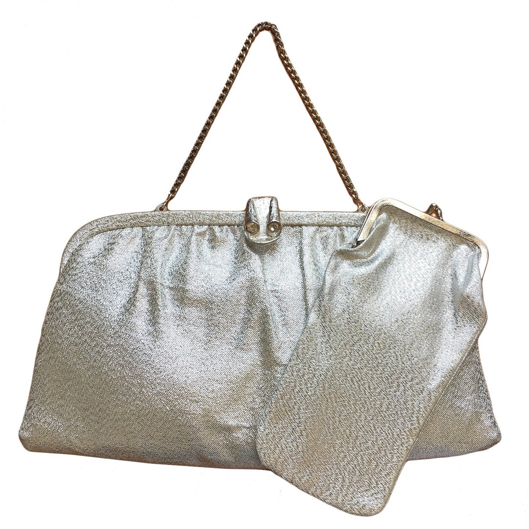 Vintage 1950s "after Five" Silver Lamé Handbag + Matching Coin Purse - Etsy