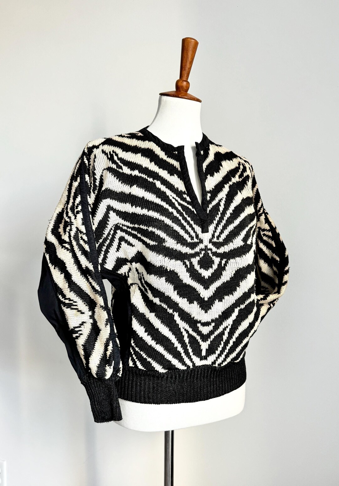 80s ESCADA Zebra Sweater Small - Etsy