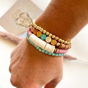 The {sister} Bracelet Set. Four Stretch Bracelets. Turquoise, Polymer ...