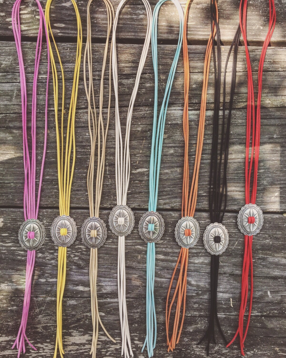 The cheyenne Silver or Bronze Concho Bolo Style Necklace. - Etsy