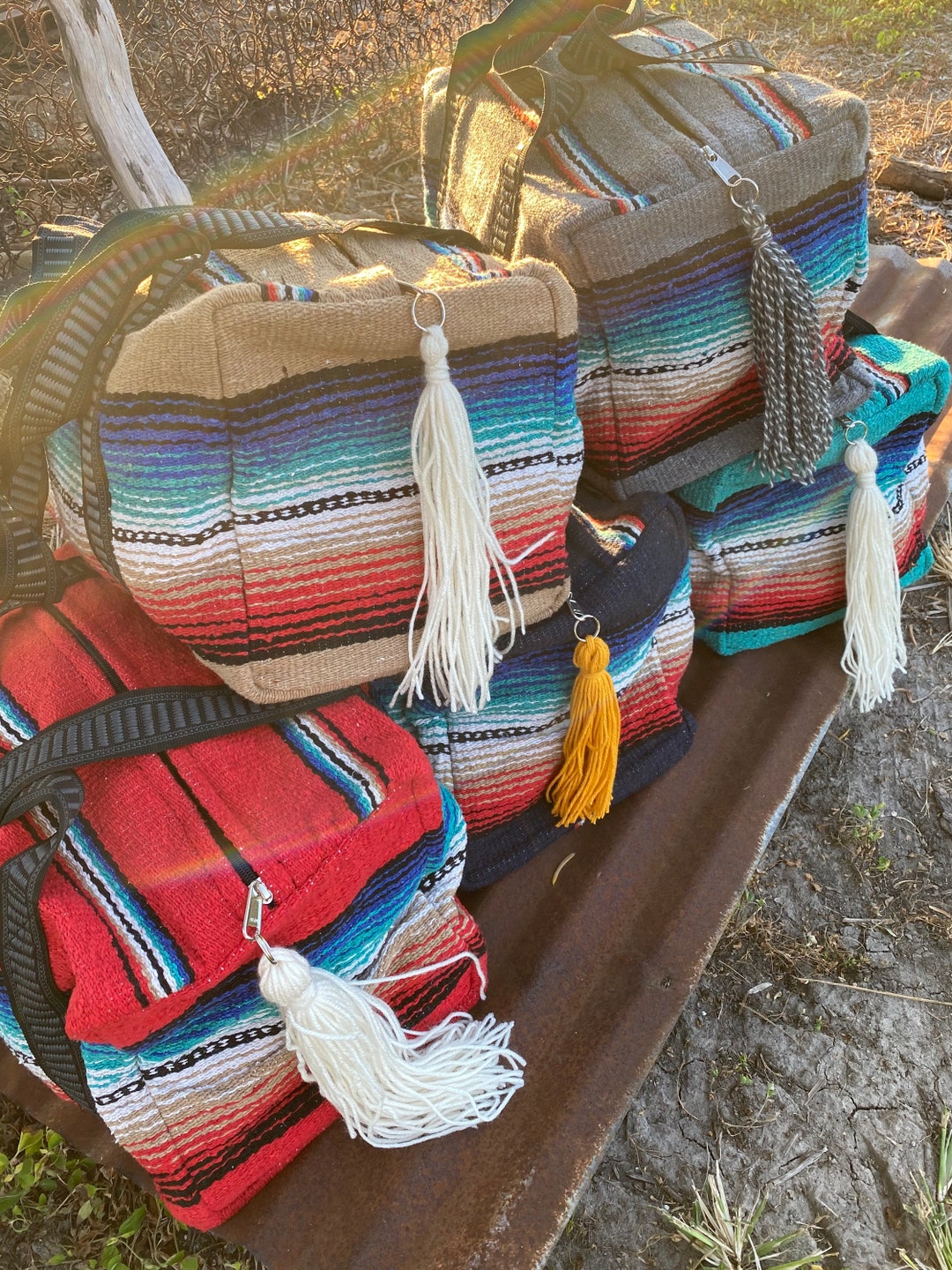 The {traveller} Weekender Bags. Serape Tote With Handmade Yarn Tassel ...