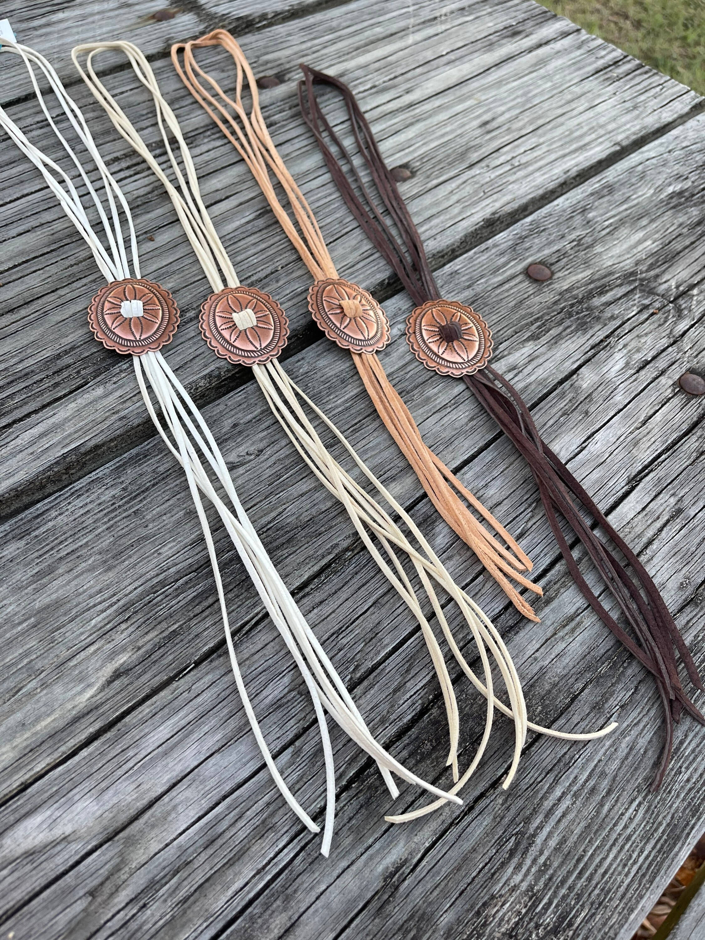 The cheyenne Silver or Bronze Concho Bolo Style Necklace. - Etsy