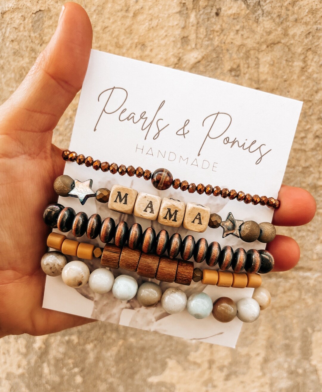 Mama Bracelet Stack. 5 Bracelets in the Stack. Gift for Mother, Mom ...