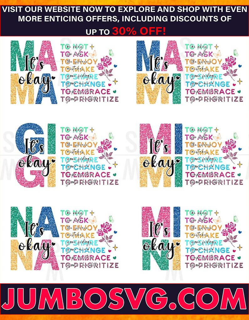6 Retro Mama It's Okay PNG Bundle, Mental Health Matters Png, Mom Life ...
