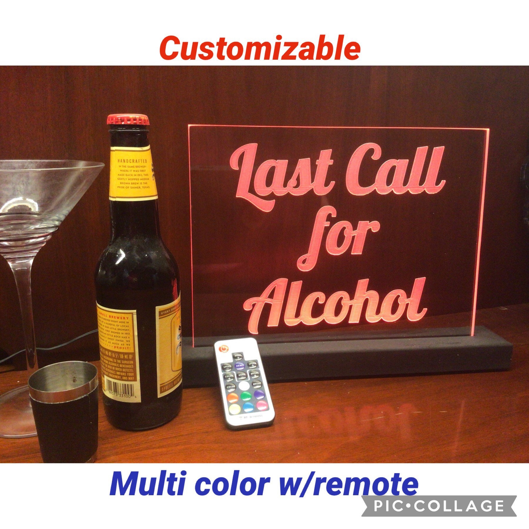 Multi-Neon Color LED Last call for alcohol home Bar sign | Etsy