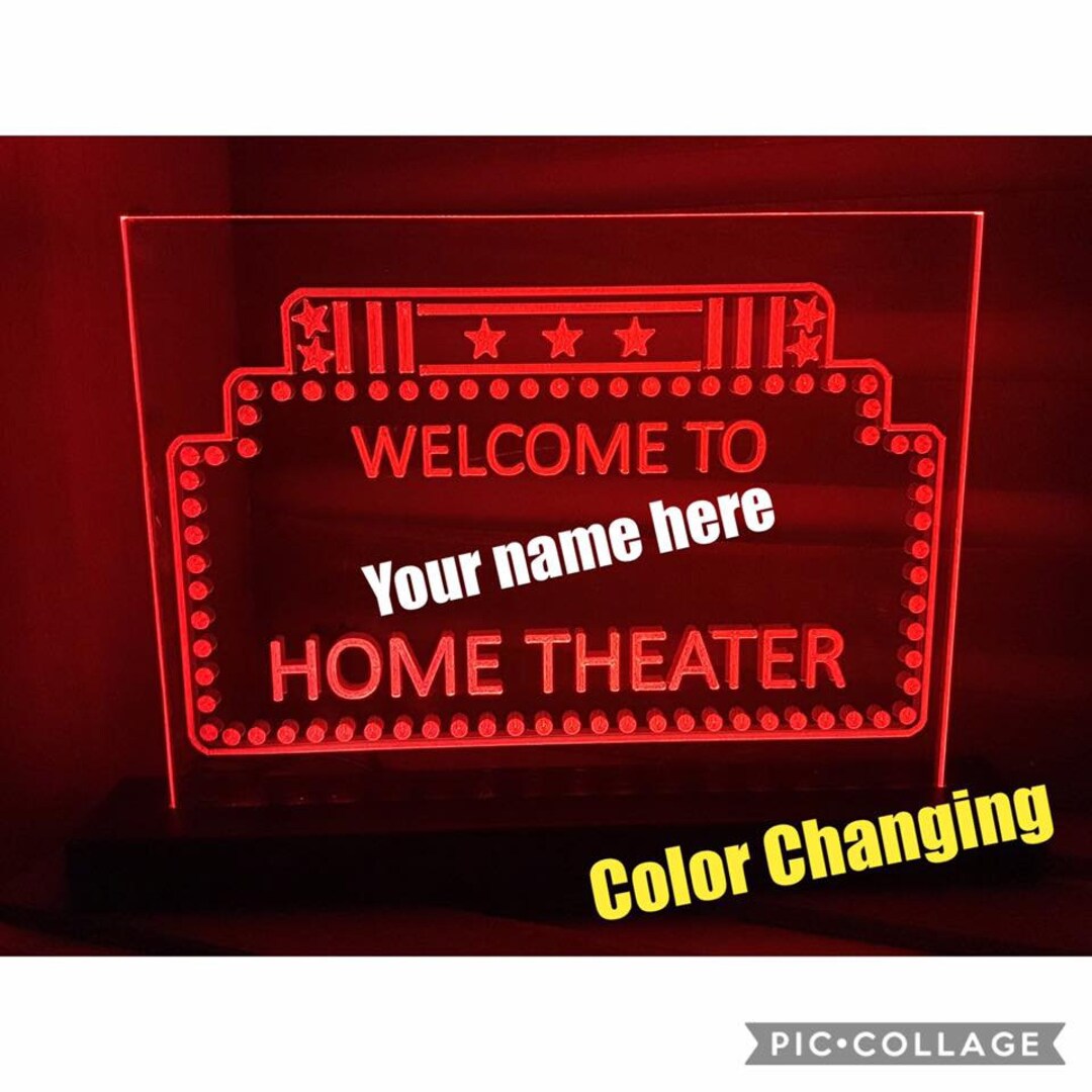 Multi-neon Color LED Home Theater Personalized Sign Office Sign (black ...