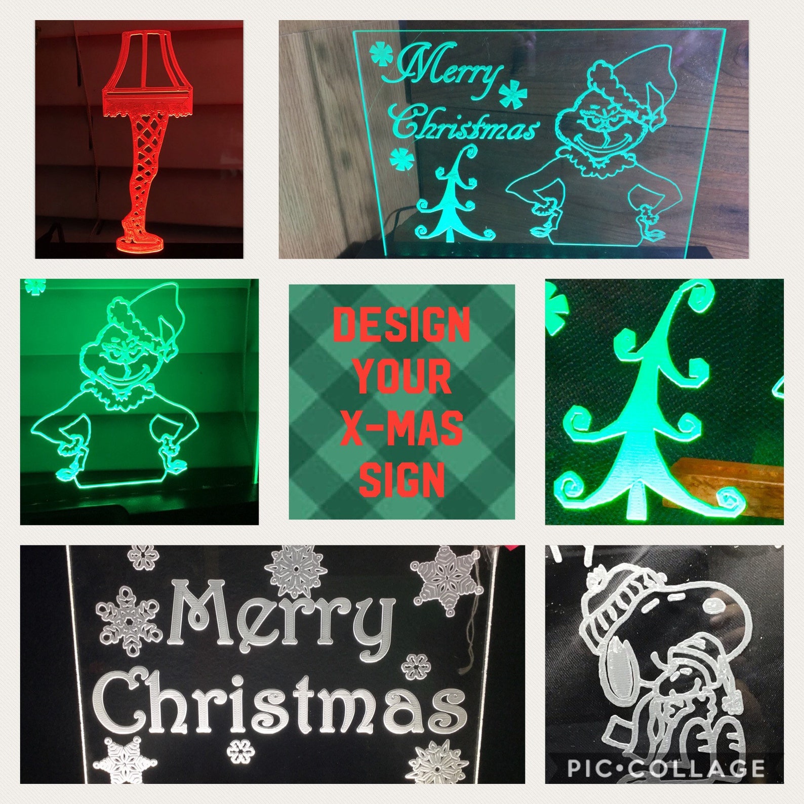 Multi-color LED Christmas LED Lighted Sign - Etsy