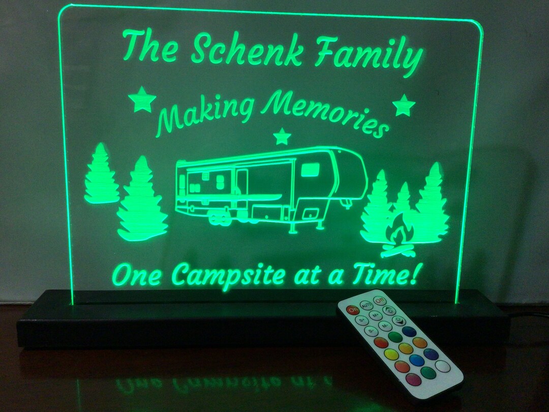 Camper Multi- NEON Color Chasing LED Lights Camper Campsite Sign ...